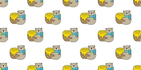Bear Seamless Pattern Vector Polar Bear Honey Bee Hug Scarf Isolated
