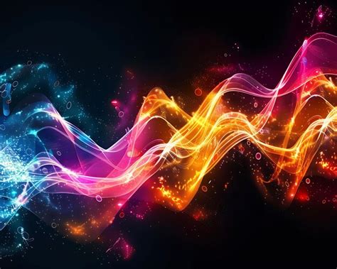 Digital Sound Waveforms Forming Abstract Patterns In Bright Colors