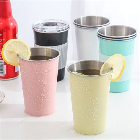 Visland Stainless Steel Cups Pint Tumbler Stackable Metal Drinking