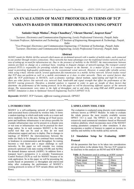 An Evaluation Of Manet Protocols In Terms Of Tcp Variants Based On
