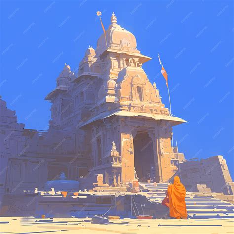 Architectural Marvel Ram Mandir Ayodhya Premium Ai Generated Image
