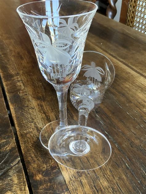 Antiques Atlas Royal Brierley Fuchsia Etched And Cut Wine Glasses