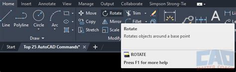 Autocad Rotate Command Turn Objects To Angle