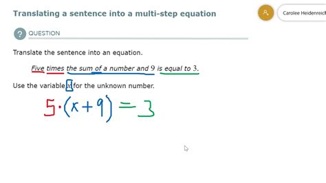 Translate Equation Into Sentence