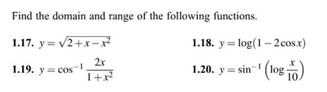 Solved Find The Domain And Range Of The Following Functions Chegg Com