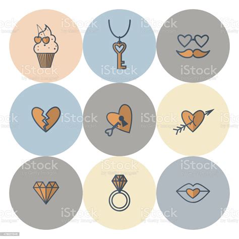 Happy Valentinstag Symbole Stock Vektor Art Und Mehr Bilder Von 2015