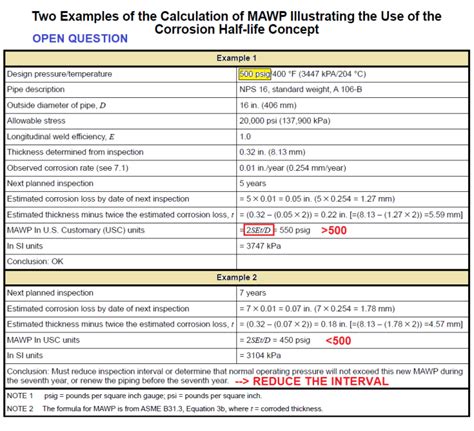 Api 570 Quiz Asme 31 3 Design Pipe Thickness Amarine