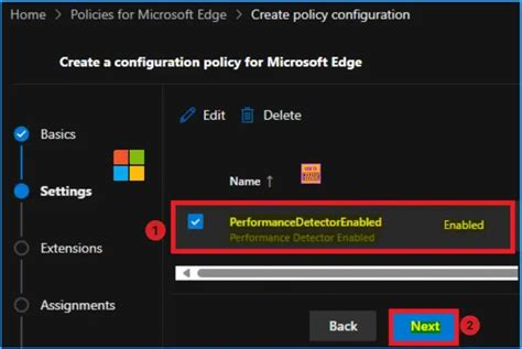 Enable Disable Performance Detector In Edge Browser Using M365 Admin