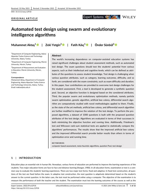 Automated Test Design Using Swarm And Evolutionary Intelligence Algorithms Request Pdf