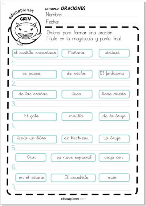 Ficha Interactiva De Ordenar Oraciones Para Primer Grado My X NBKomputer