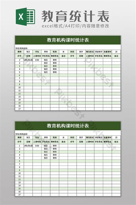 Education Institutional Class Statistics Table Excel Template Excel XLS Template Free Download