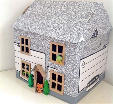 Upcycle A Cardboard Box Into Cardboard House Box Houses Junk