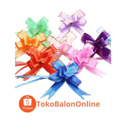 Jual Pita Tarik Pita Serut Premium Garis Emas Isi Harga Tertera Dapat Ribbon Gold Line