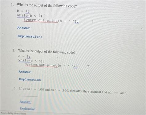 Solved What Is The Output Of The Following Code B 1 While Chegg