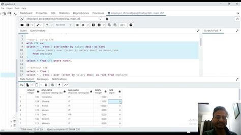 how to find highest salary in employee table rank window function