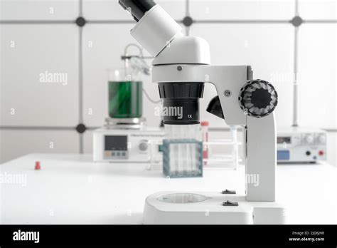 Microscope In A Scientific Microbiology Laboratory Of A Medical Clinic