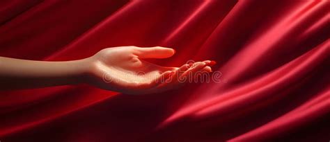 Female Hand Shadow On Red Silk Fabric Stock Illustration Illustration