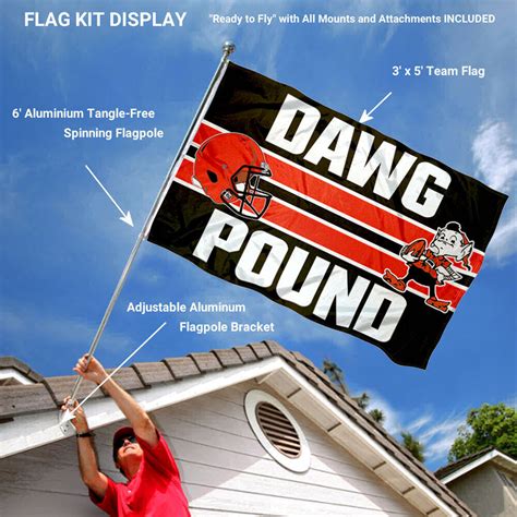 Cleveland Browns Dawg Pound Slogan Flag Pole And Bracket Kit State
