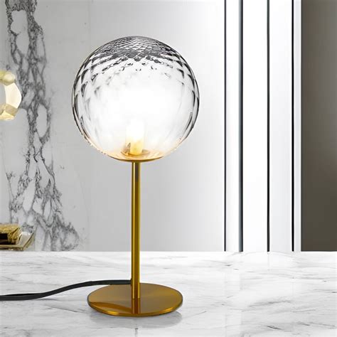 Cgc Dixon Brushed Gold And Clear Glass Globe Diffuser Table Lamp Light