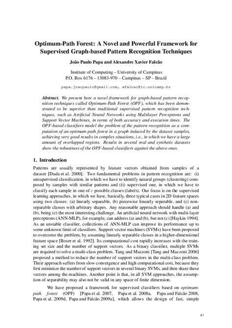 pdf optimum path forest a novel and powerful framework for