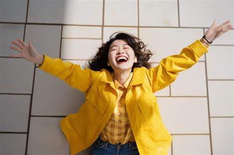 A Woman With Her Arms Outstretched Premium Ai Generated Image