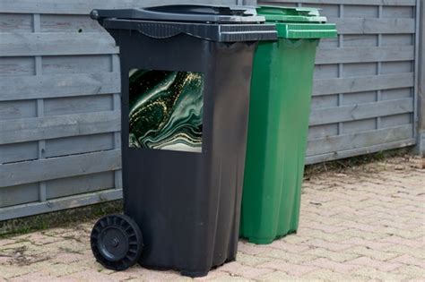 Container Sticker Marmerlook Goud Groen Glitter Design Marmer