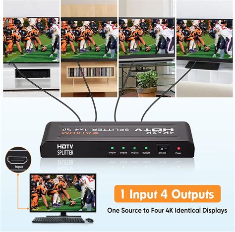 Atxom Divisor Hdmi 1 En 4 Salidas Pantalla Hdmi 1×4 Duplicadaespejo