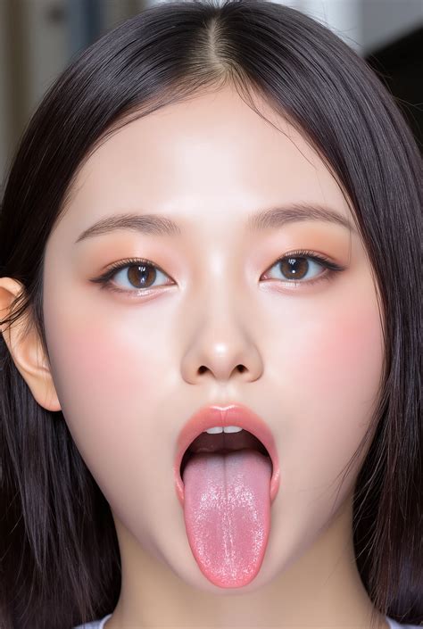 There Is A Young Woman Sticking Out Her Tongue With A Pink Lip Seaart Ai