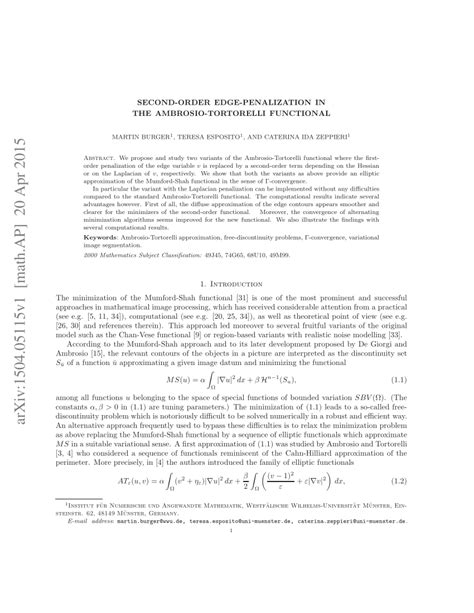 Pdf Second Order Edge Penalization In The Ambrosio Tortorelli Functional