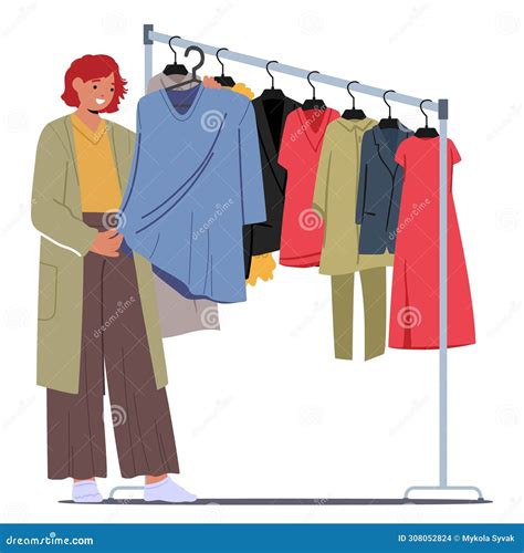 Woman Character Reaches Into Her Closet Gracefully Selecting Garments
