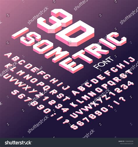 3d 아이소메트릭 벡터 글꼴아이소메트릭 문자 숫자 스톡 벡터로열티 프리 1330450928 Shutterstock
