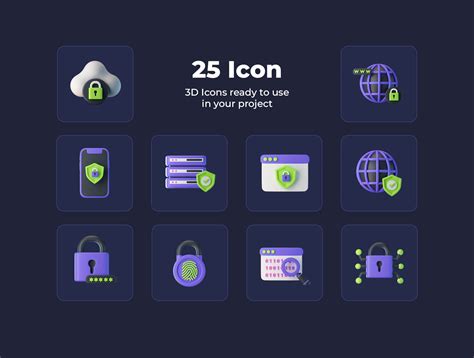 网络安全3d图标素材模板图标合集cyber Security 3d Icons 设计口袋