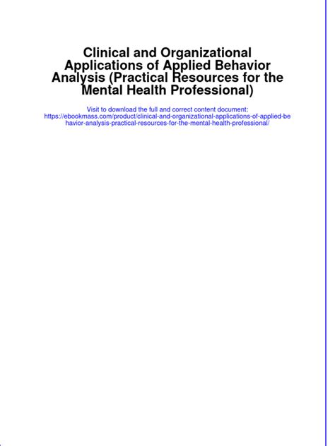 Clinical And Organizational Applications Of Applied Behavior Analysis