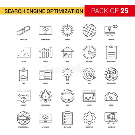 Search Engine Optimization Black Line Icon Business Outline Stock Vector Illustration Of