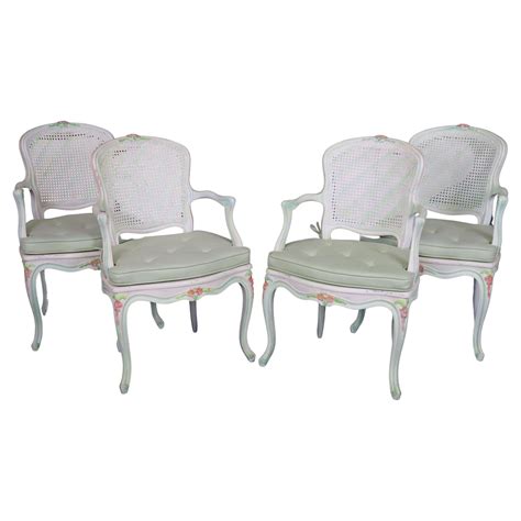 Antique Cane Back French Style Dining Chairs Set Of Four For Sale At 1stdibs