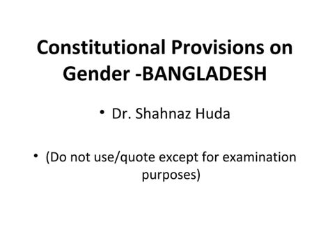 Constitutional Provisions On Gender In Bangladesh Ppt
