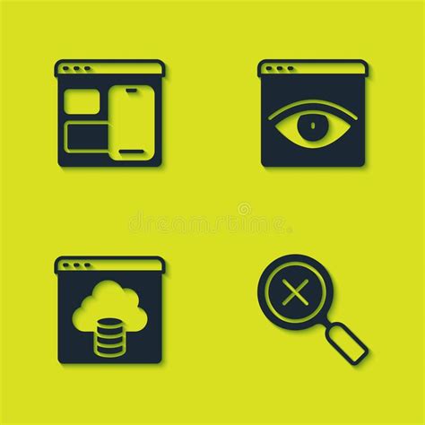 Set Web Developer Programming Code Magnifying Glass And Delete Cloud