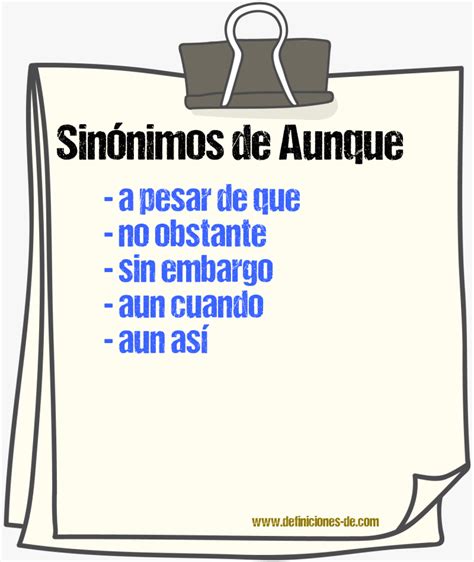 Sinónimos de aunque