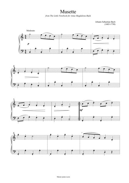 Bach Musette From The Little Notebook Easy Piano Arrangement Arr