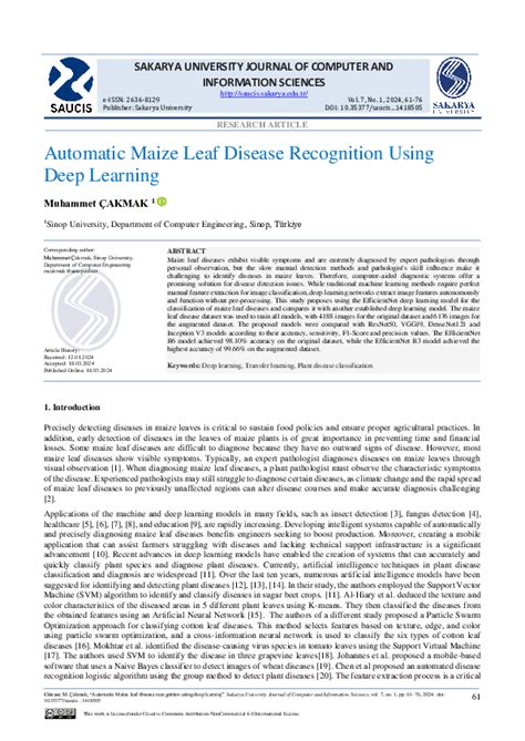 Pdf Automatic Maize Leaf Disease Recognition Using Deep Learning