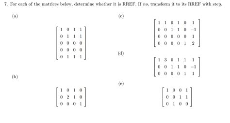 Solved For Each Of The Matrices Below Determine Whether It Chegg