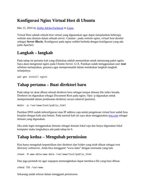 Konfigurasi Nginx Virtual Host Di Ubuntu Pdf Griya And Taman