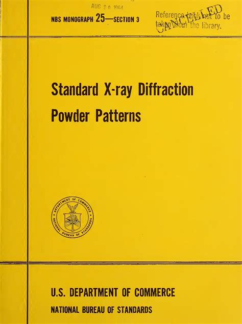 Pdf Standard X Ray Diffraction Powder Patterns Nist Page
