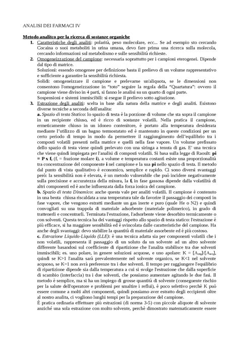 Analisi Dei Farmaci Iv Bartolucci Docsity