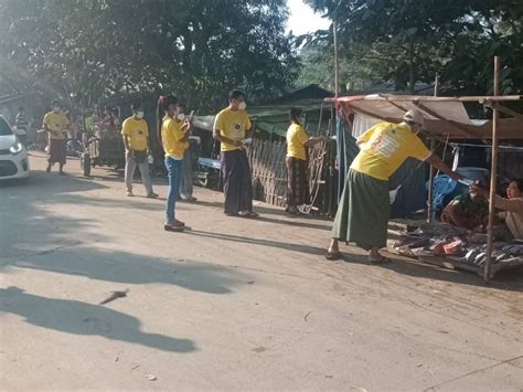 ဒဂုံမြို့သစ် မြောက်ပိုင်း မြို့နယ်တွင် ပါးစပ်၊နှာခေါင်းစည်းတပ်ဆင်ရေး လူထု‌အ‌ခြေပြု အဝါရောင် Mask