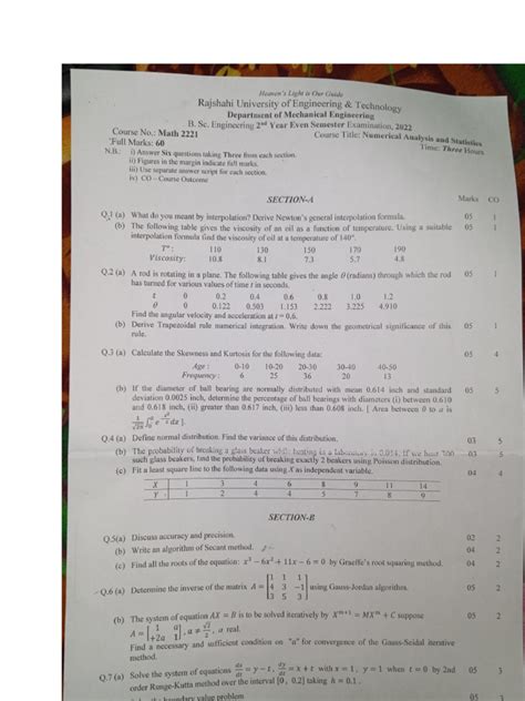 ruet me 20 series 2nd year even semester math question pdf