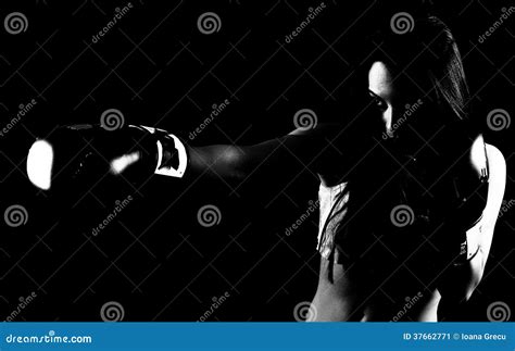 Fit Woman Shadow Boxing Stock Image Image Of Muscles 37662771