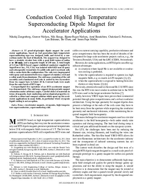 Pdf Conduction Cooled High Temperature Superconducting Dipole Magnet For Accelerator Applications