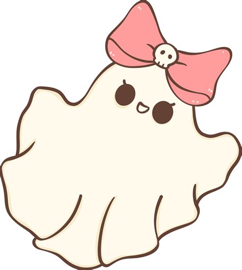 Cute Pink Halloween Ghost Girl With Bow Cartoon Doodle 29937373 Png