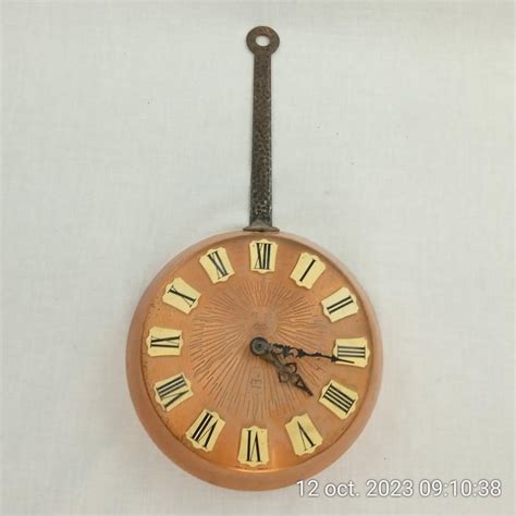 🏠 Horloge Pendule Japy Electrique En Forme De Casserole En Cuivre Vintage Pour La Maison Pas